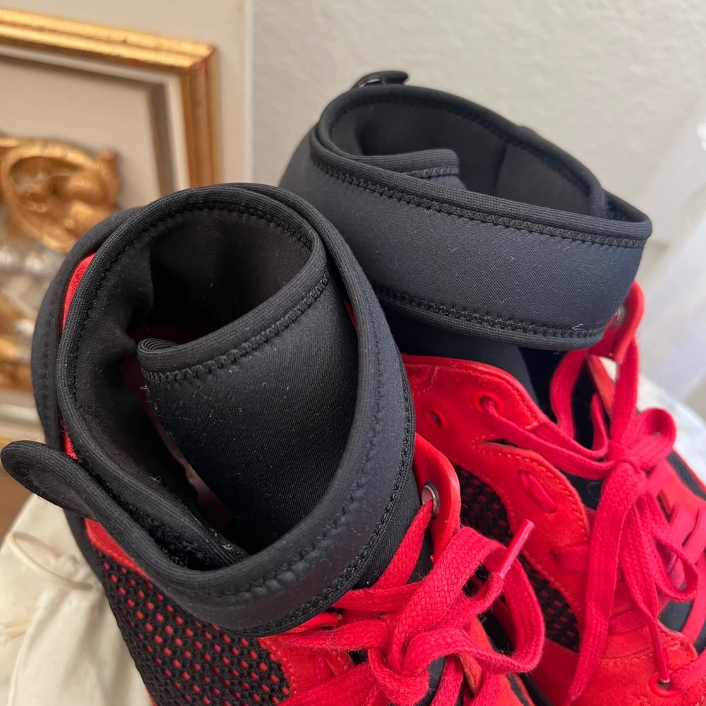 Balenciaga Men High Top Black Red Suede Leather Sneak… - Gem